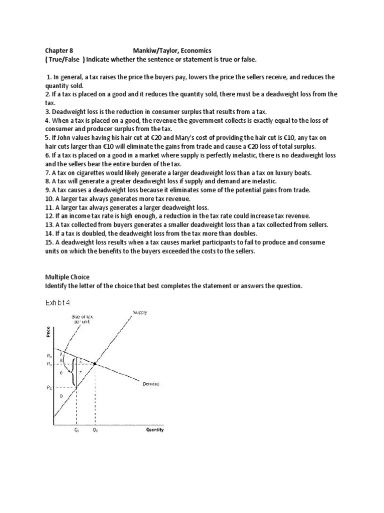 Chapter 8 MCQ | PDF | Price Elasticity Of Demand | Taxes