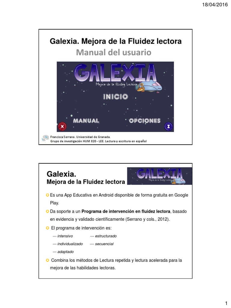 Galexia: Mejora de Fluidez Lectora | PDF | Lectura (proceso) | Point ...