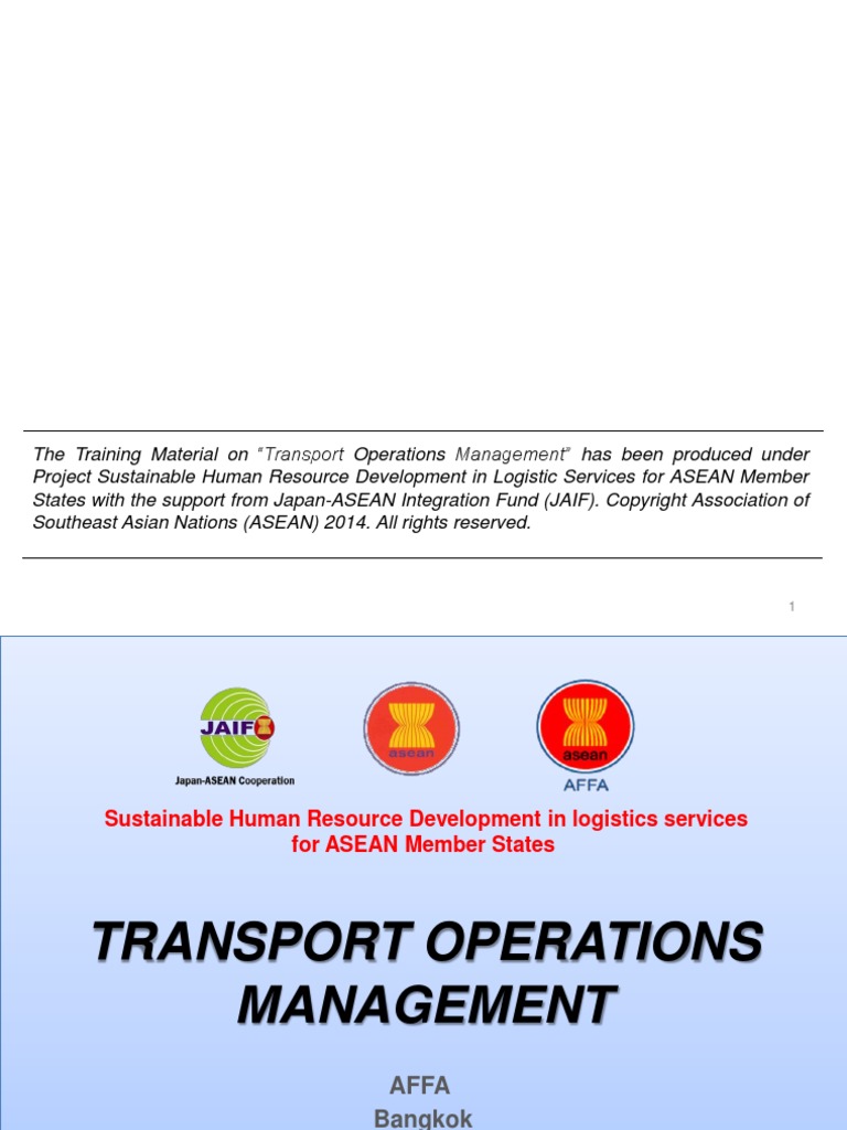 Transport Operation Management - ASEAN Disclaimer PDF | PDF ...
