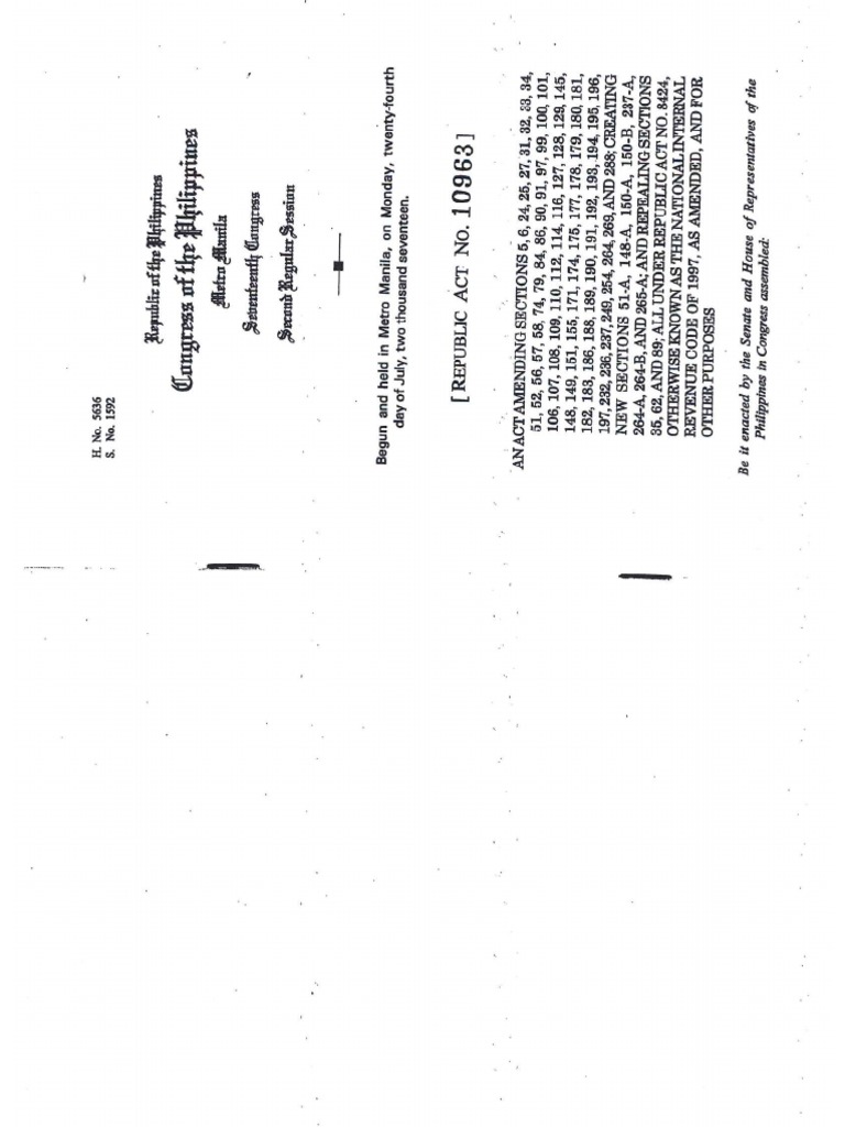 RA 10963 (TRAIN Law) PDF | PDF