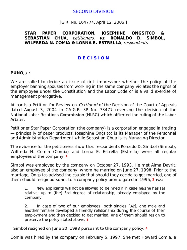 Star Paper V Timbol | PDF | Marriage | Disparate Impact