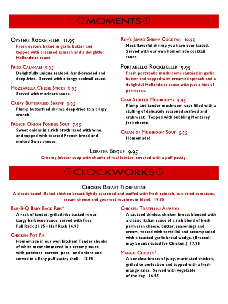 An Eclectic Menu of Appetizers, Soups, Salads, Seafood, Steak and ...