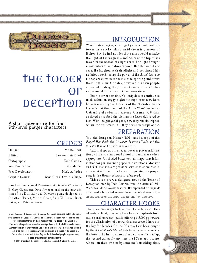 Tower of Deception PDF | PDF | Dungeons & Dragons | Wizards Of The Coast