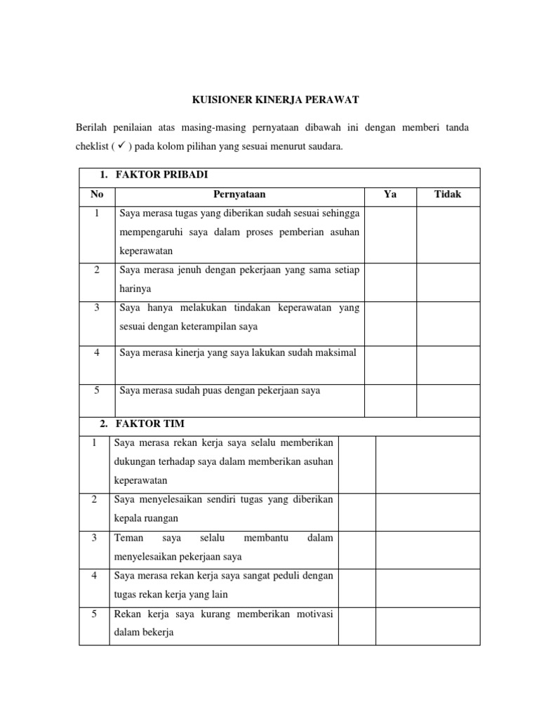 Kuesioner Kinerja Perawat - Homecare24