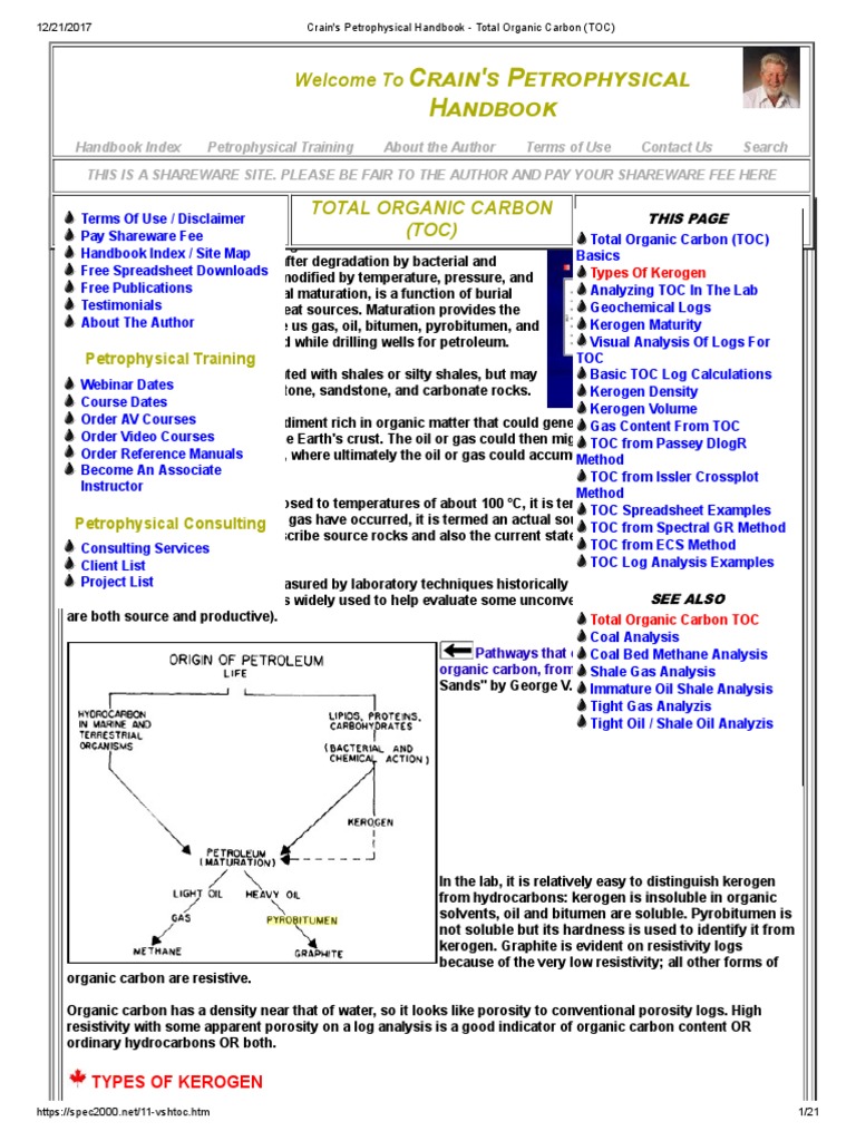 Crain's Petrophysical Handbook - Total Organic Carbon (TOC) PDF | PDF ...