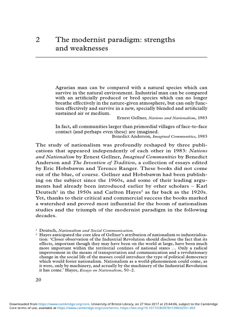 Modernist Theories of Nationalism Strengths and Weaknesses | PDF ...