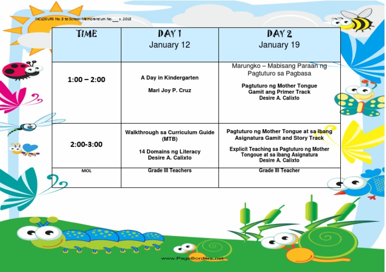 Training Matrix SLAC January