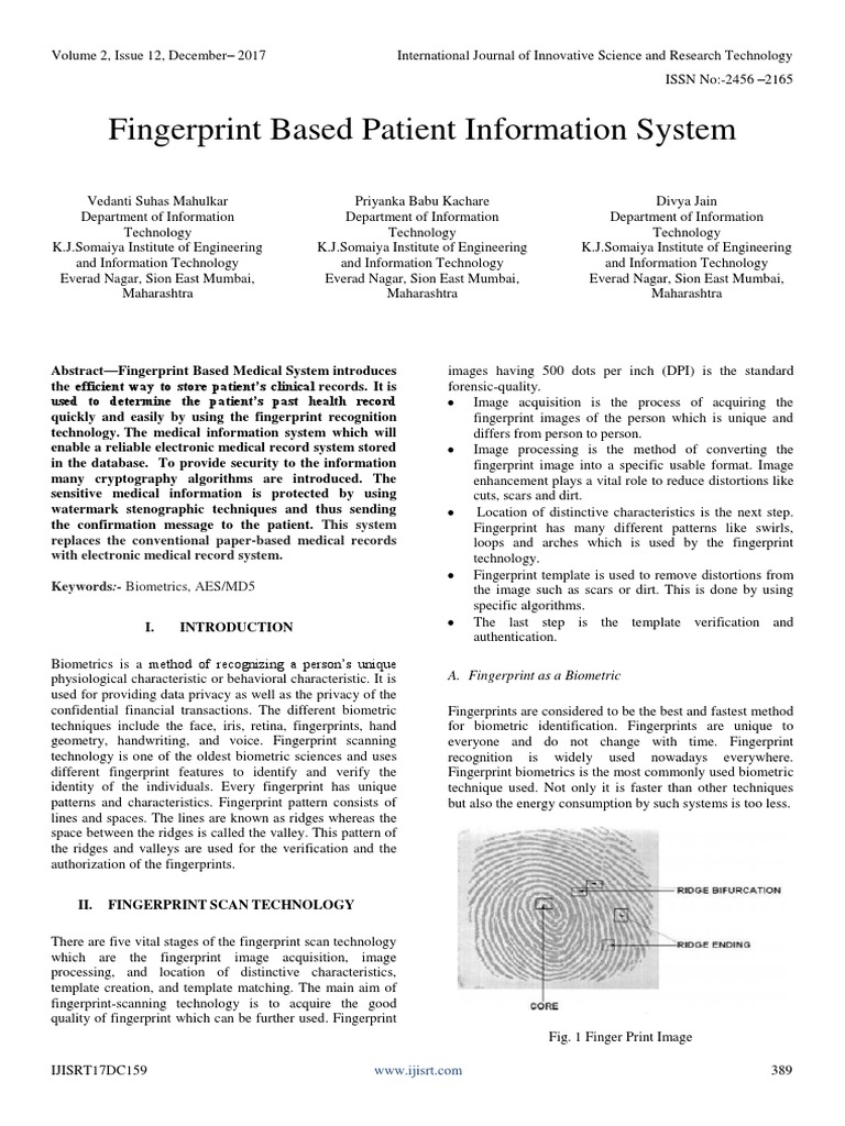 Fingerprint Based Patient Information System | PDF | Fingerprint ...