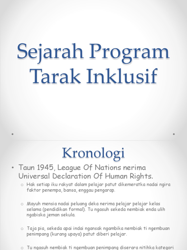 Sejarah Program Tarak Inklusif | PDF