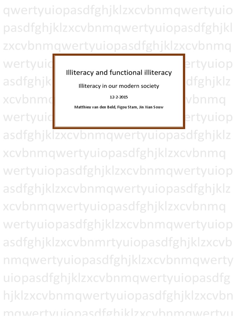 Illiteracy in Our Modern Society | PDF | Literacy | Netherlands