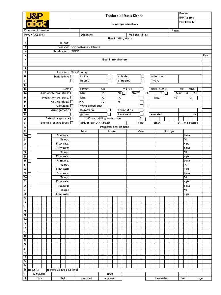 Centrifugal Pump Technical Data Sheet | PDF | Bearing (Mechanical) | Pump