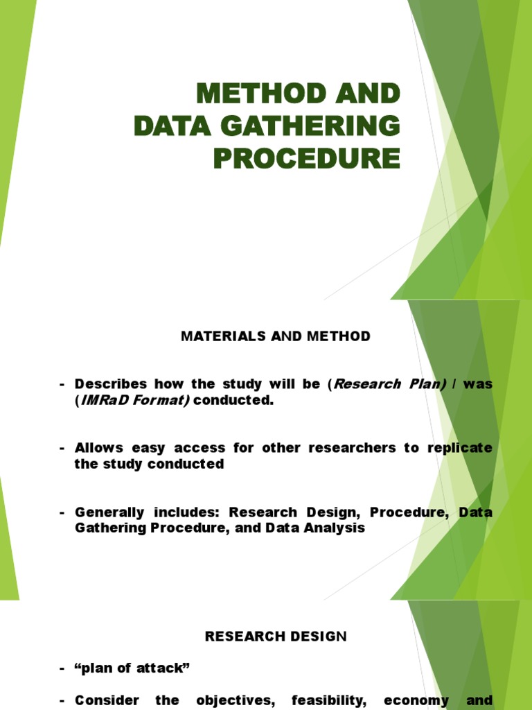 IMRaD Method: Data Gathering Procedures | PDF | Level Of Measurement ...