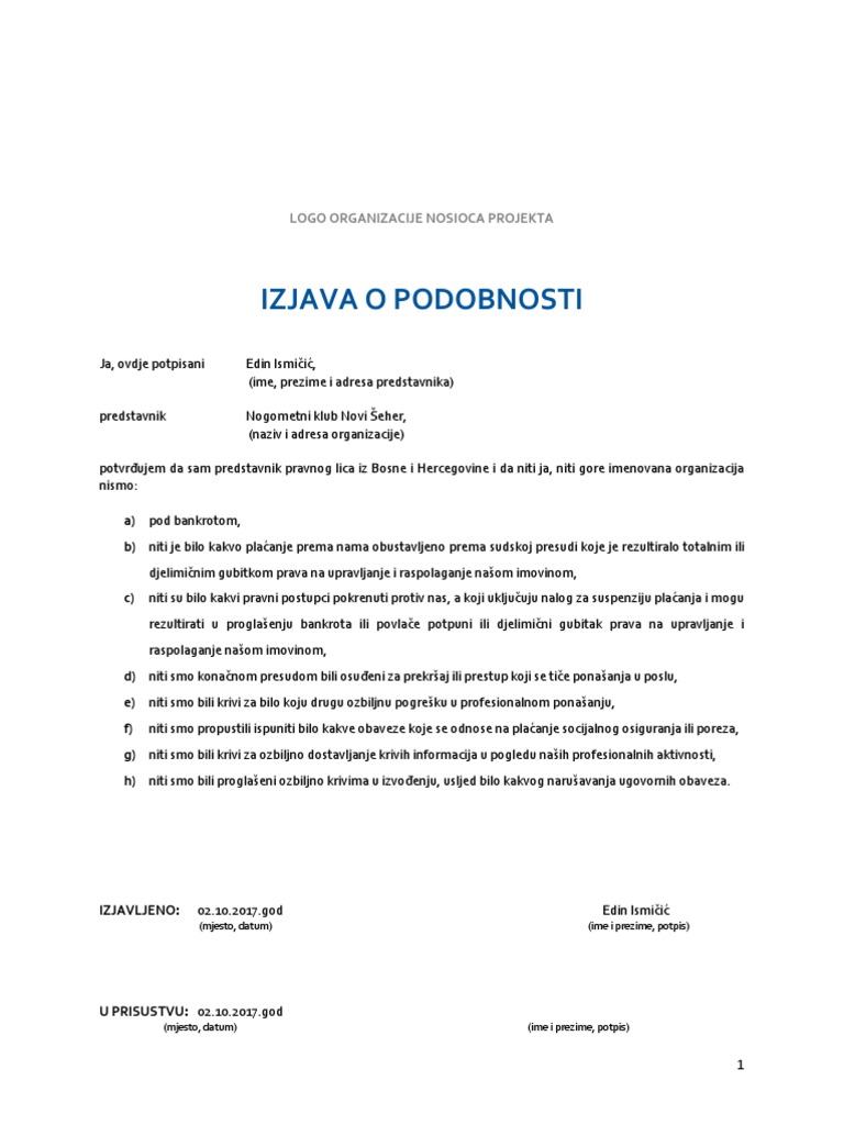 Izjava | PDF
