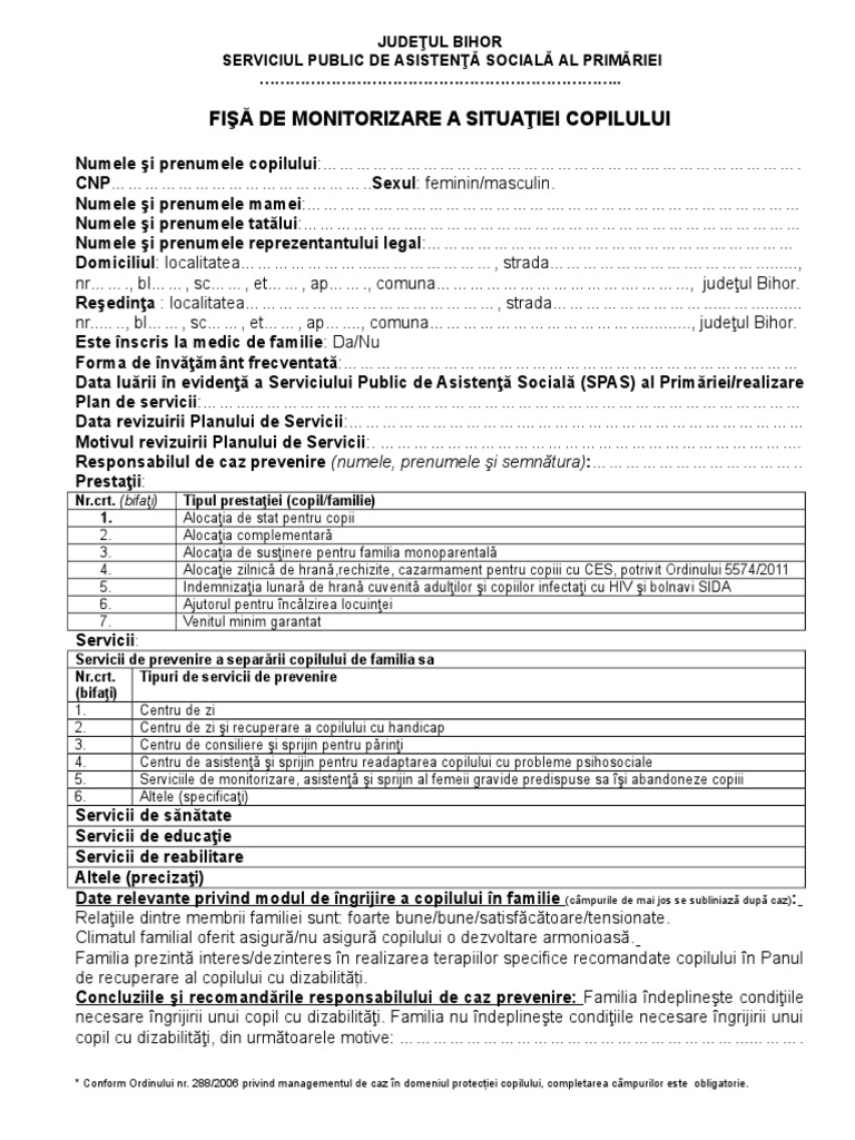 Anexa 10 - Fisa de Monitorizare | PDF Anexa 10 - Fisa de Monitorizare | PDF