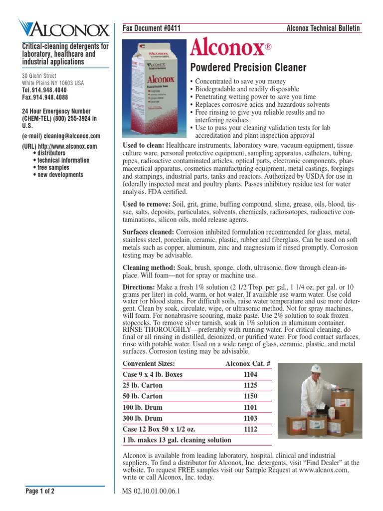 Alconox: Powdered Precision Cleaner | PDF | Total Organic Carbon ...