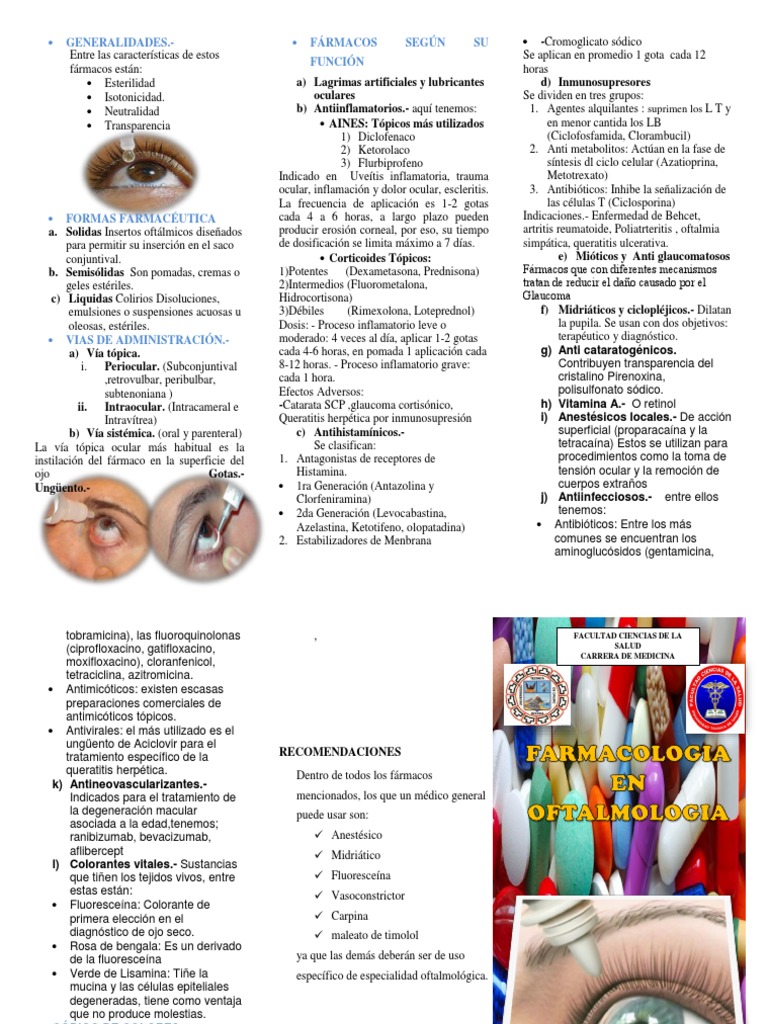 Triptico de Oftalmo | PDF | Medicamentos con receta | Antiinflamatorio