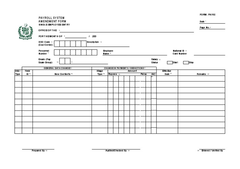 Payroll System Amendment Form | PDF