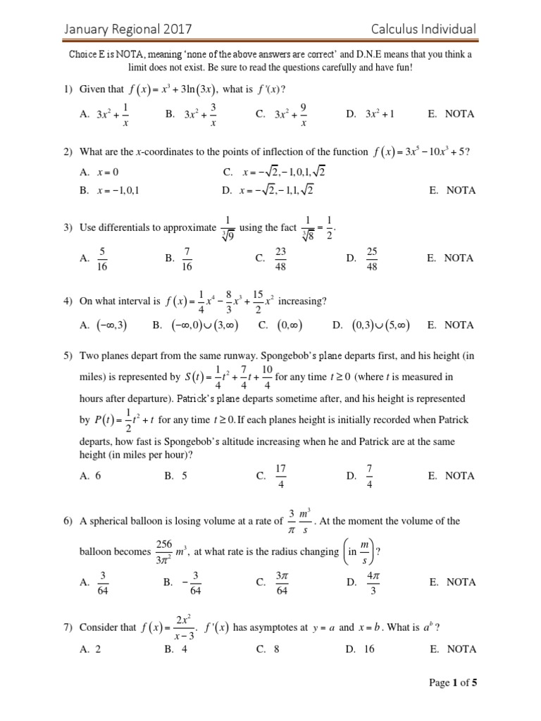 Calculus Concepts Review: Limits, Derivatives, Integrals, and ...