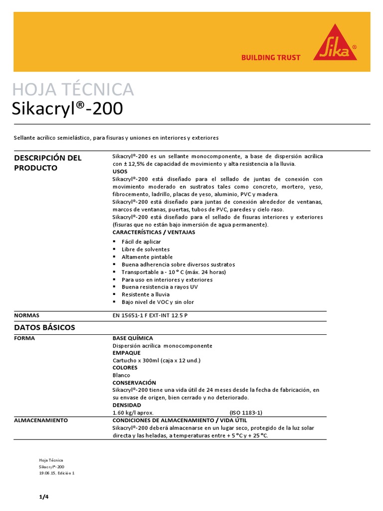 HT Sikacryl 200 | Materiales | Ingeniería