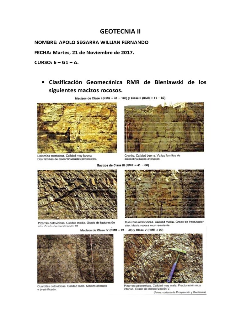 Carátula de RMR Geotecnia | PDF | Mecánica de sólidos | Ingeniería ...