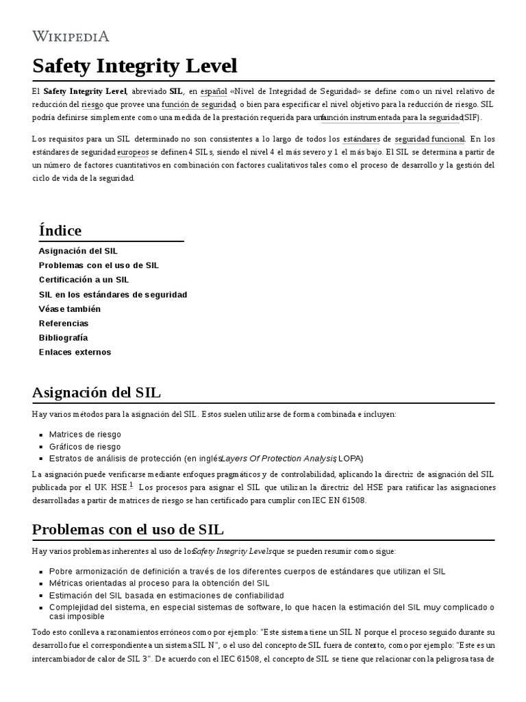 Safety Integrity Level - Wikipedia | PDF | Prevención | La seguridad
