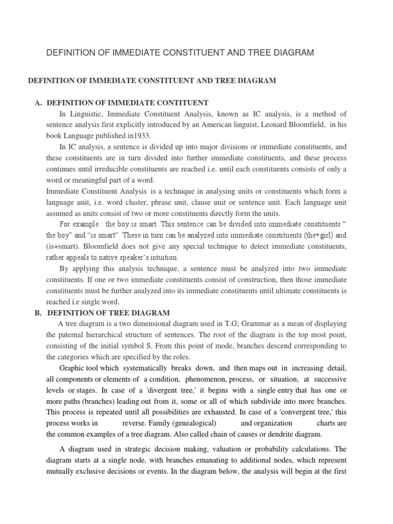 Definition of Immediate Constituent and Tree Diagram | PDF | Phrase ...