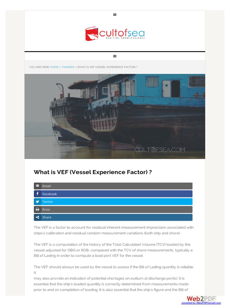 What Is VEF (Vessel Experience Factor) | PDF | Oil Tanker | Ships