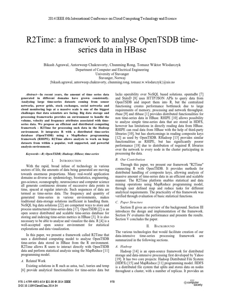 R2Time: A Framework To Analyse Opentsdb Time-Series Data in Hbase | PDF | Apache Hadoop | Map Reduce