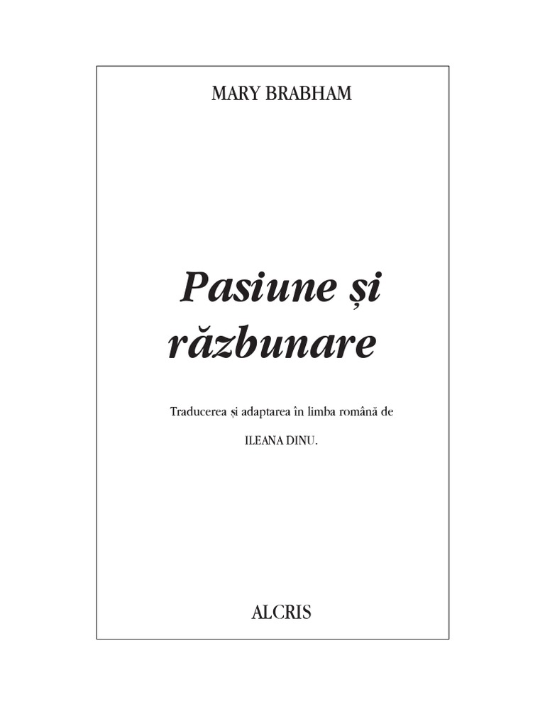 Mary Brabham-Pasiune Si Razbunare | PDF