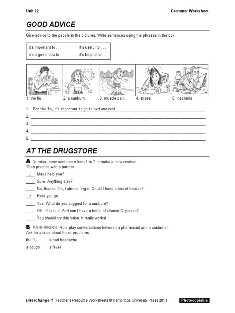 Interchange4thEd Level1 Unit12 Grammar Worksheet | PDF