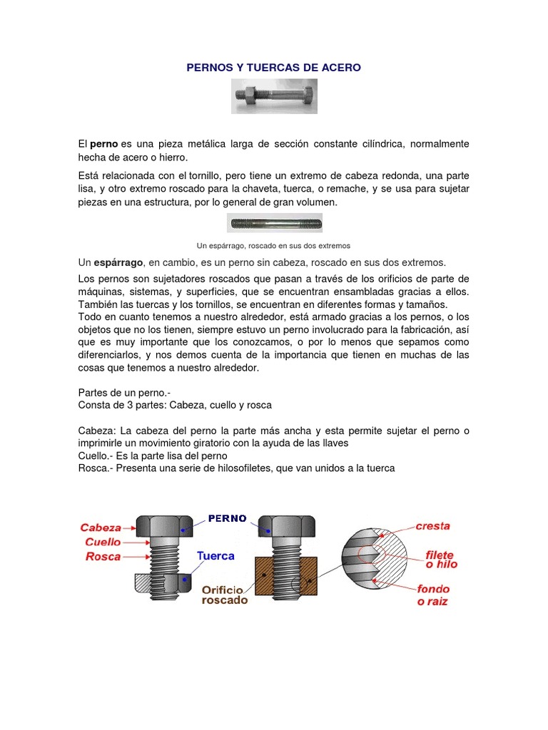 Pernos y Tuercas 1 | PDF | Tornillo | Tuerca (Hardware)