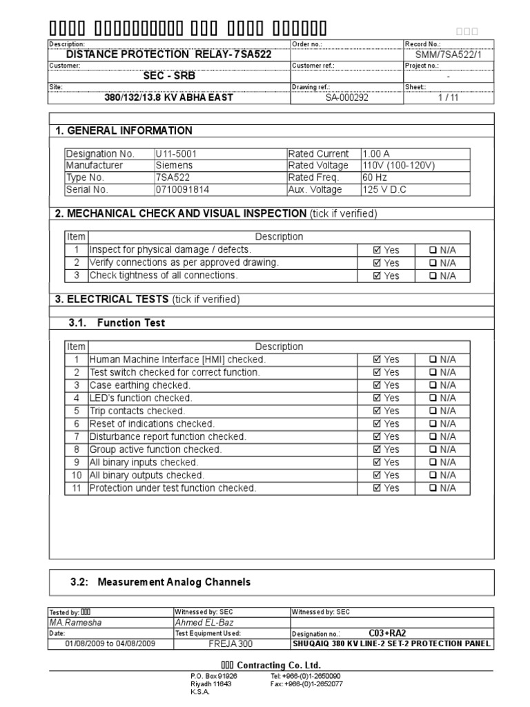 SSSSSSSSSSSSSSSSSSSSSSSSSSS: Distance Protection Relay-7Sa522 Sec - SRB ...