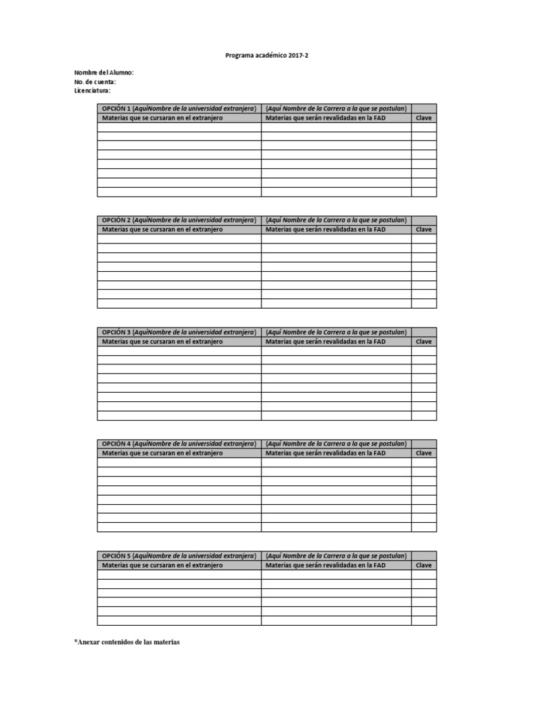 EJEMPLO Programa Académico | PDF