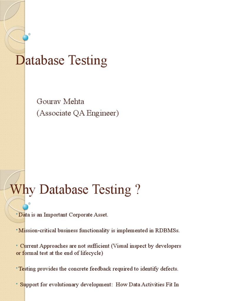 Database Testing: Gourav Mehta (Associate QA Engineer) | PDF ...