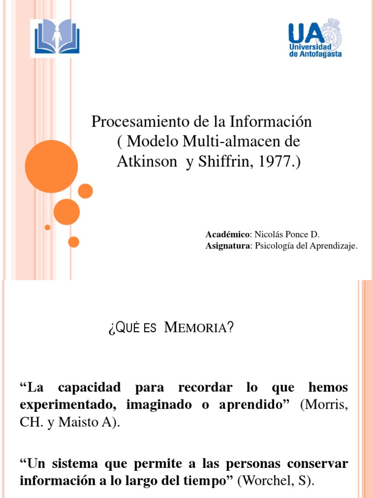Atkinson y Shiffrin | PDF | Memoria de trabajo | Memoria