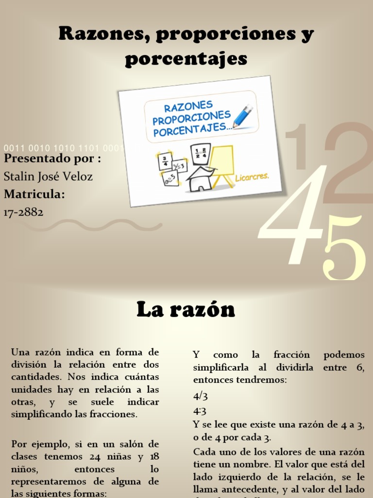 Razones, Proporciones y Porcentajes Explicados | PDF | Porcentaje ...