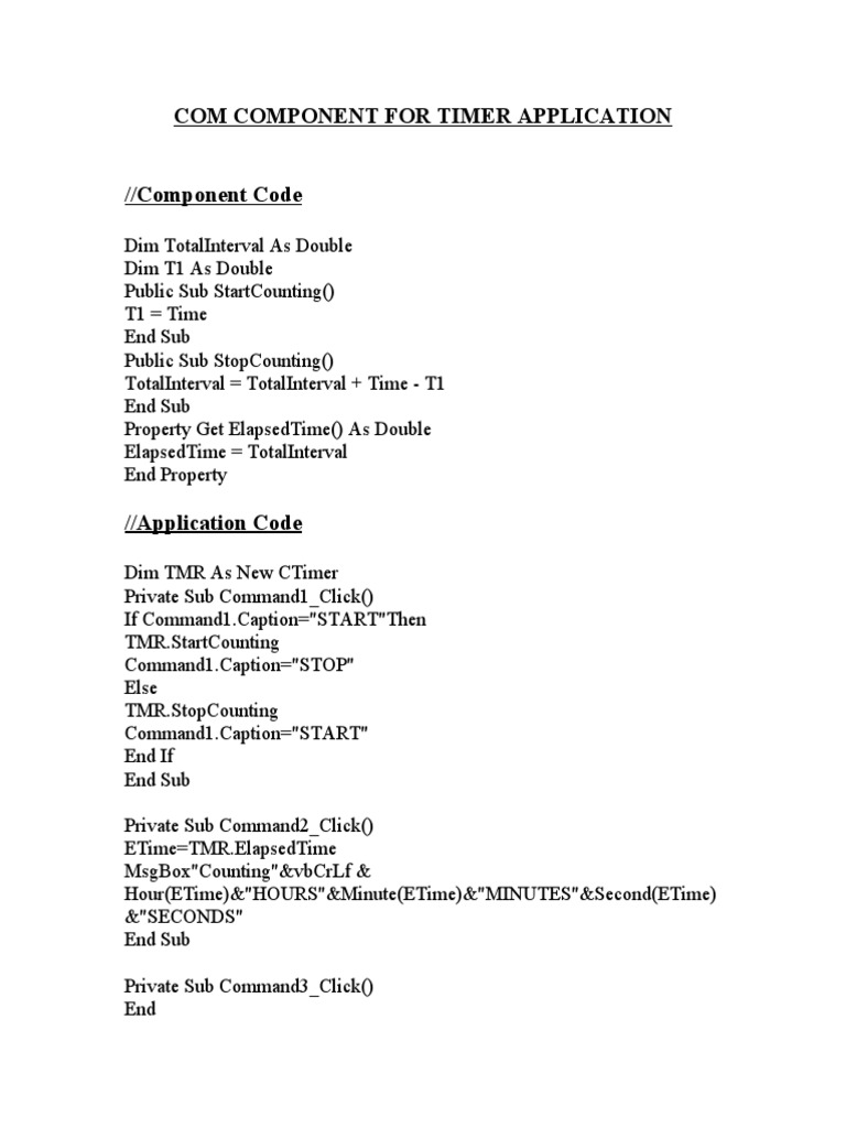 Com Component For Timer Application Pdf Common Object Request Broker Architecture Java
