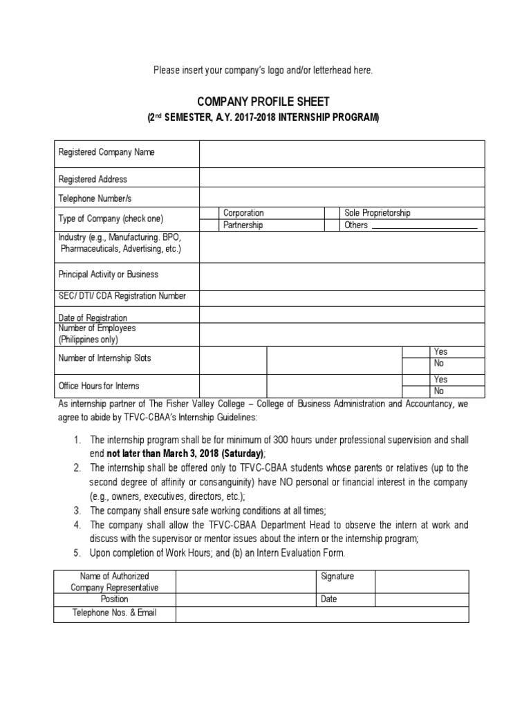 Company Profile Sheet | PDF