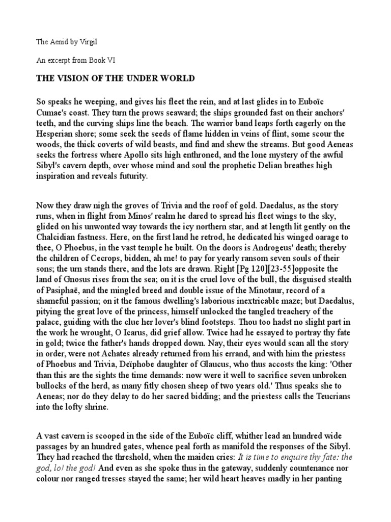 The Aenid by Virgil - Book 6 (An Excerpt) | PDF | Aeneid | Apollo