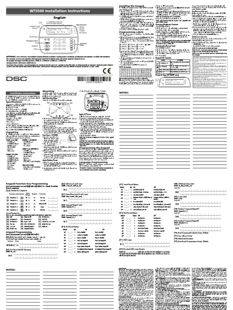 WT5500 RF Keypad Installation Guide | PDF | Liquid Crystal Display | Waste
