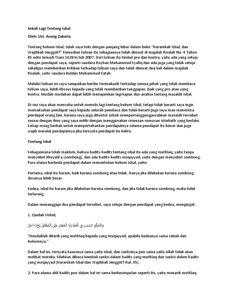 Sekali Lagi Tentang Isbal | PDF | Kajian Bahasa Asing