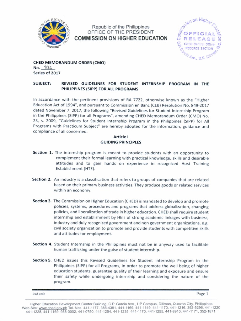 Revised Guidelines for Student Internship Program in the Philippines ...