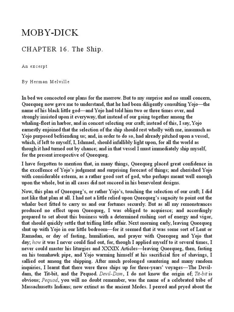 Moby-Dick by Herman Melville (An Excerpt) | PDF | Shipbuilding ...