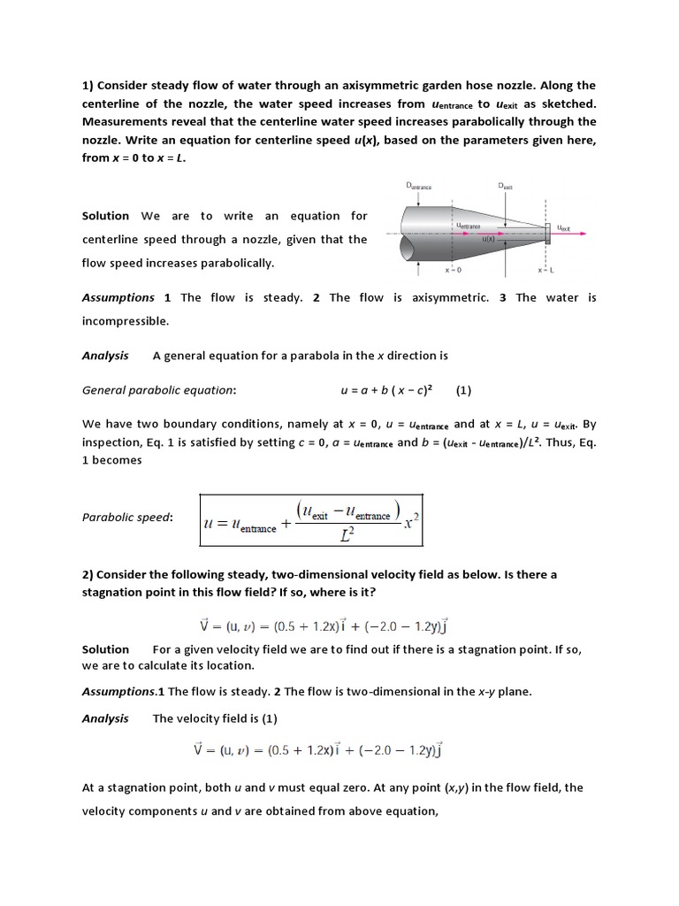 Parabolic flow speed equation for water through a nozzle | PDF | Fluid ...