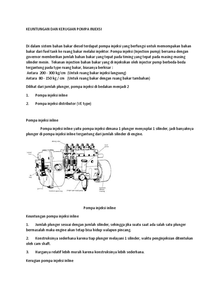 Keuntungan Dan Kerugian Pompa Injeksi | PDF | Teknologi & Rekayasa