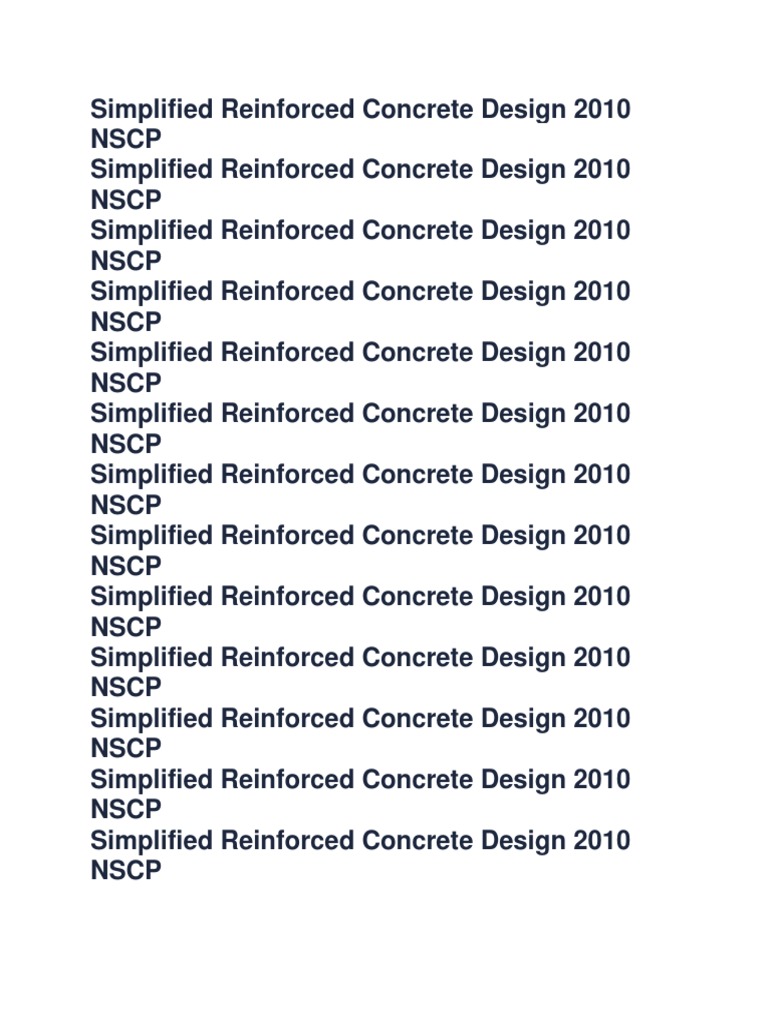 Simplified Reinforced Concrete Design 2010 NSCP | PDF | Structural ...
