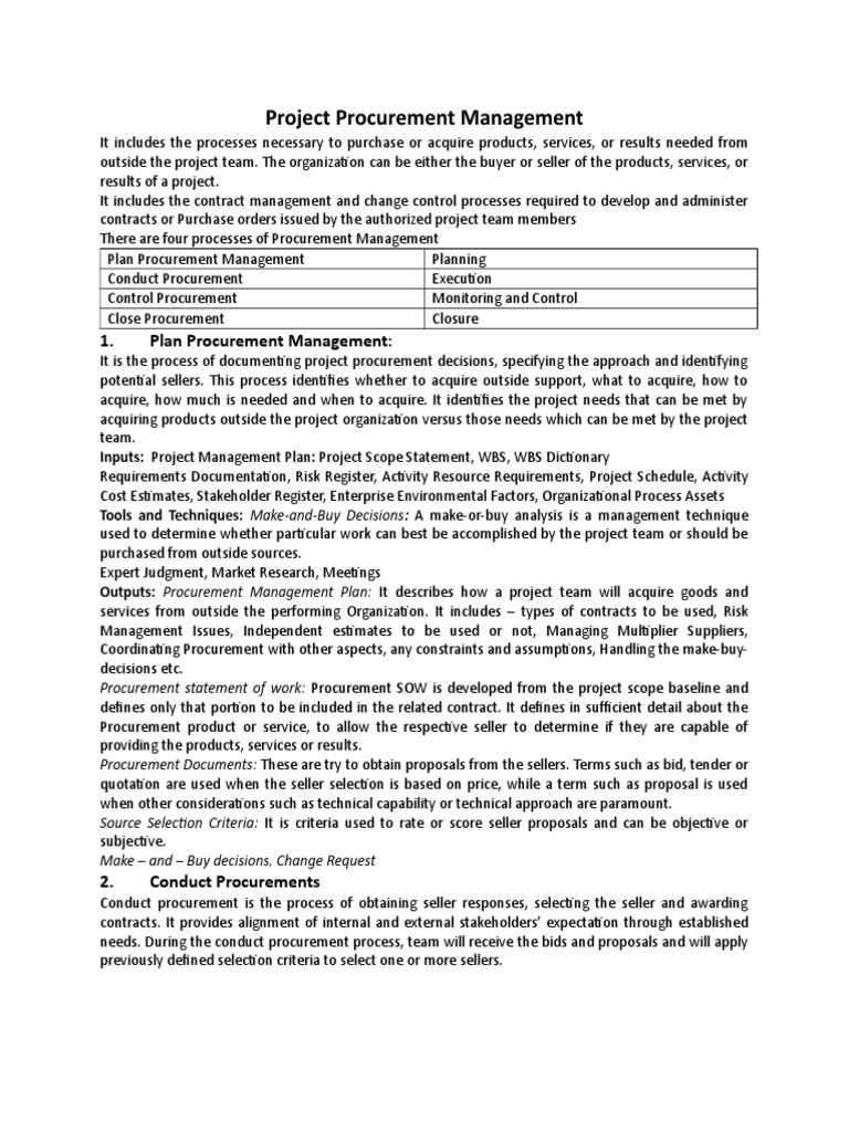 Procurement Management Guide | PDF | Procurement | Project Management