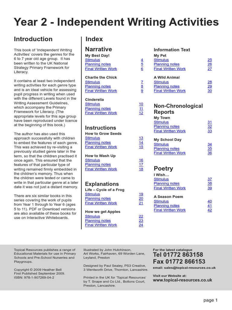 Year 2 Independent Writing Activities | PDF | Word | Letter Case