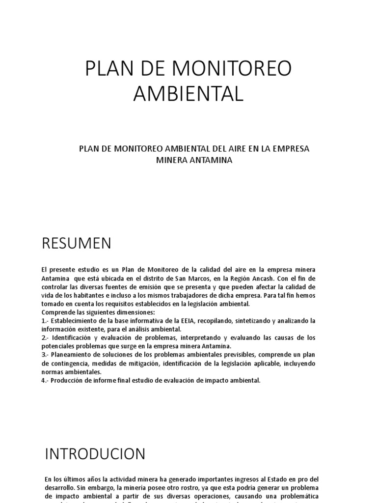 Plan de Monitoreo Ambiental | Descargar gratis PDF | Minería | Naturaleza