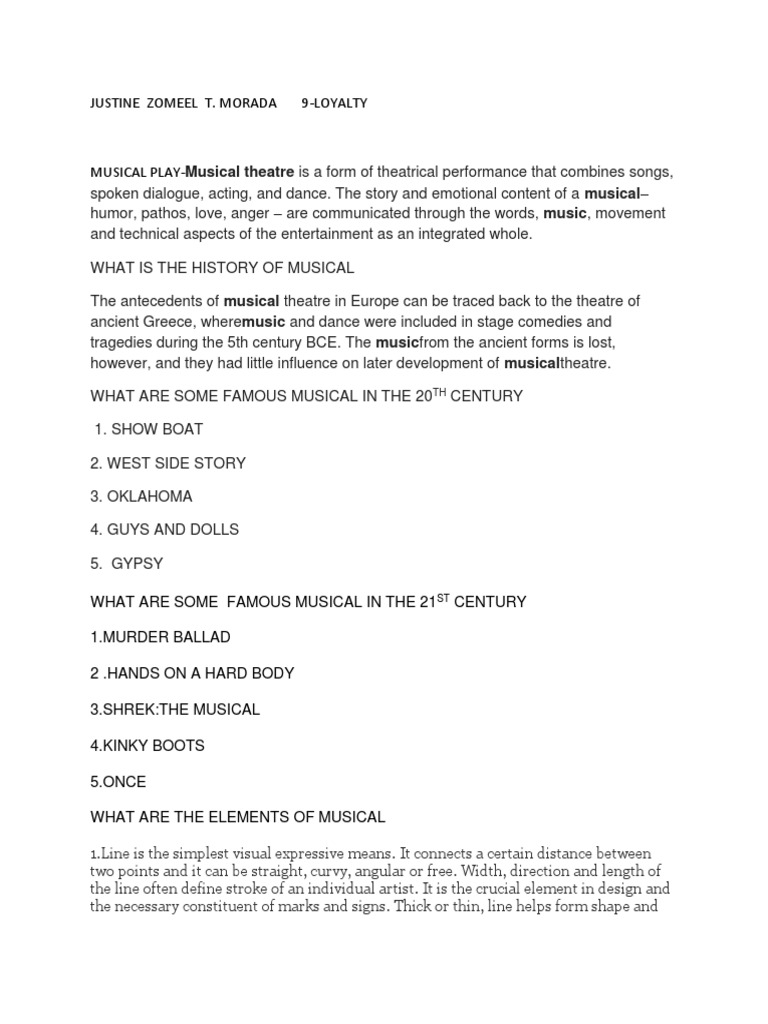 Musical Theatre Is A Form of Theatrical Performance That Combines Songs ...